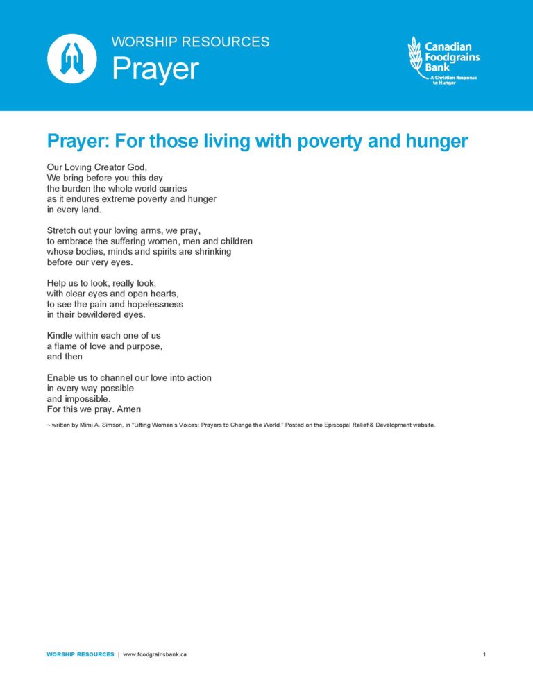 Prayer: For those living with poverty and hunger | Canadian Foodgrains Bank