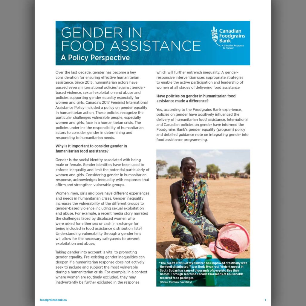 Gender in Food Assistance | Canadian Foodgrains Bank